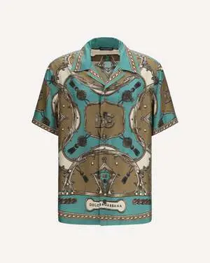 Dolce & Gabbana Hawaii Shirt In Washed Silk Twill With Cargo Print