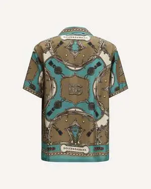 Dolce & Gabbana Hawaii Shirt In Washed Silk Twill With Cargo Print