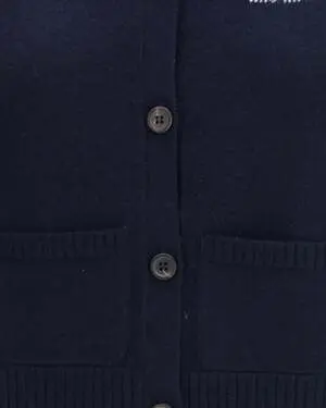 Miu Miu Cashmere V-neck Cardigan Vest With Intarsia Logo - Blue