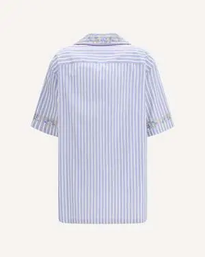 Dolce & Gabbana Striped Embroidered Short Sleeve Shirt