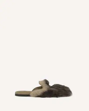 Dolce & Gabbana Sheepskin Mules - Grey