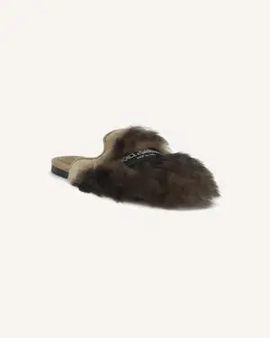 Dolce & Gabbana Sheepskin Mules - Grey