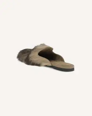 Dolce & Gabbana Sheepskin Mules - Grey