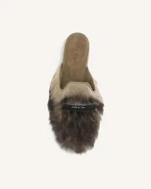 Dolce & Gabbana Sheepskin Mules - Grey