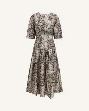 Pinko Animal Print Cut-out Dress With Pleated Skirt