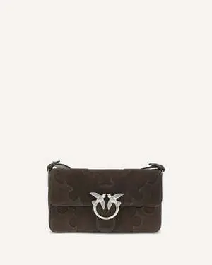 Pinko Love One Slouchy Media Shoulder Bag In Suede