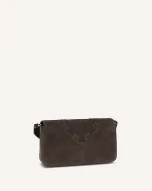 Pinko Love One Slouchy Media Shoulder Bag In Suede