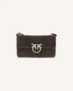 Pinko Love One Slouchy Media Shoulder Bag In Suede