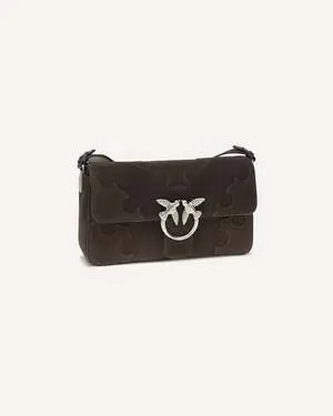 Pinko Love One Slouchy Media Shoulder Bag In Suede