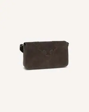 Pinko Love One Slouchy Media Shoulder Bag In Suede