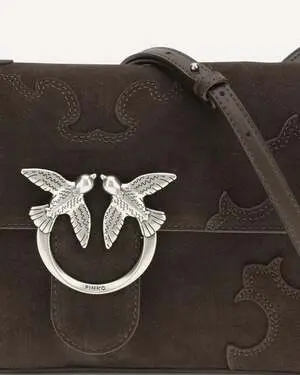 Pinko Love One Slouchy Media Shoulder Bag In Suede