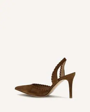 GIANVITO ROSSI Suede Slingback Pumps With Woven Detail