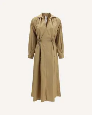 Max Mara Pedaggi Midi Dress In Cotton Poplin - Beige