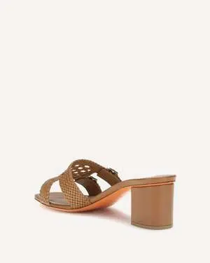 Santoni Woven Leather Double Buckle Sandals