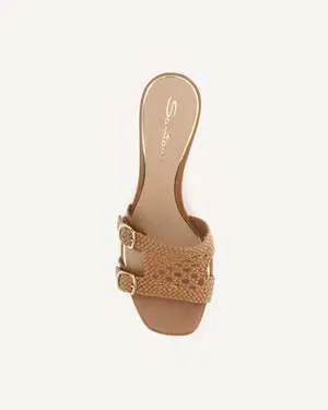 Santoni Woven Leather Double Buckle Sandals