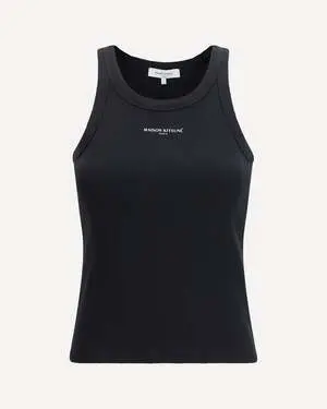 Maison Kitsuné Ribbed Cotton Tank Top With Logo Print