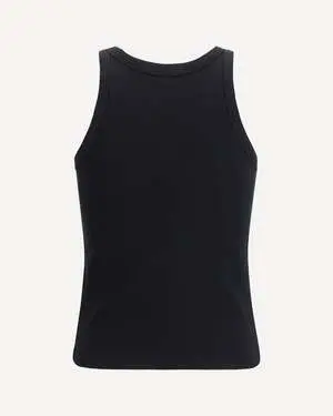 Maison Kitsuné Ribbed Cotton Tank Top With Logo Print