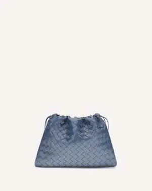 Bottega Veneta Bottega Veneta Medium Pouch Bag In Intrecciato Leather Blue