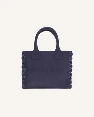 Pinko Canvas Tote Bag With Embroidered Logo - Blue