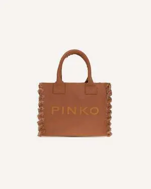 Pinko Canvas Tote Bag - Brown