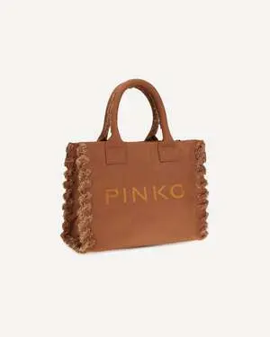Pinko Canvas Tote Bag - Brown