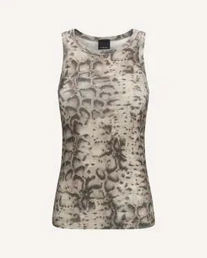 Pinko Snakeskin-print Ribbed Knit Tank Top