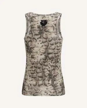 Pinko Snakeskin-print Ribbed Knit Tank Top