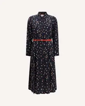 Max Mara Stelmo Floral Print Silk Dress With Belt