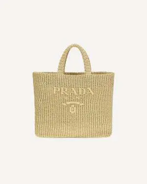 Prada Raffia Tote Bag - Beige