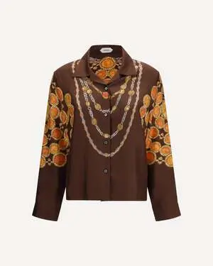Versace Chain Print Button-down Shirt - Brown