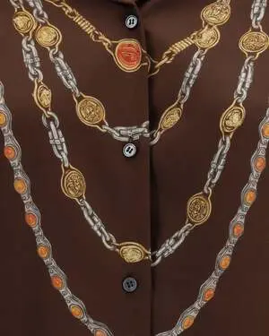 Versace Chain Print Button-down Shirt - Brown