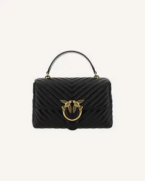 Pinko Love Lady Quilted Leather Handbag - Black