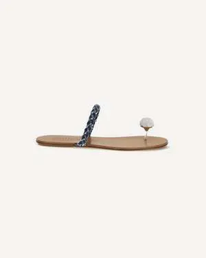 PEDRO GARCIA Jeweled Denim Thong Sandals
