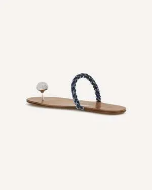 PEDRO GARCIA Jeweled Denim Thong Sandals