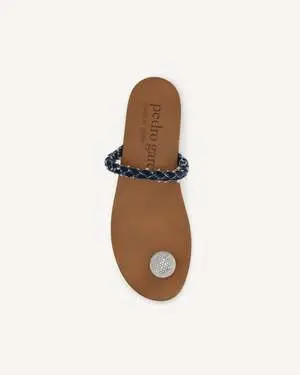 PEDRO GARCIA Jeweled Denim Thong Sandals