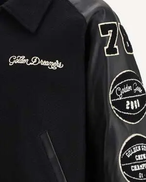 GOLDEN GOOSE Wool Bomber Jacket With Leather Sleeves