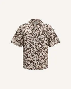 Prada Printed Cotton Bowling Shirt - Brown