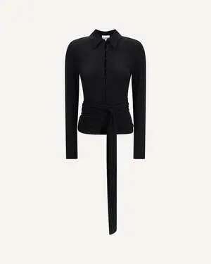 GANNI Marl Mesh Shirt With Knot Detailing