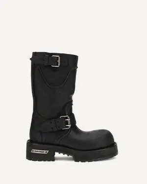 Balenciaga Balenciaga Venom Boots With Belt Detailing And Embossed Logo Black