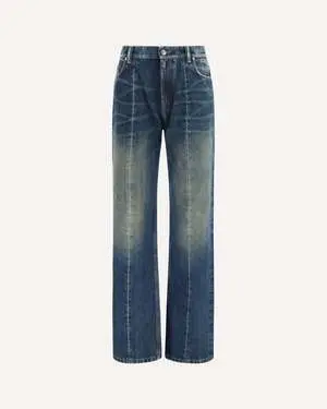 Versace Distressed Straight-leg Denim Jeans
