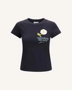 GANNI Embroidered T-shirt - Black