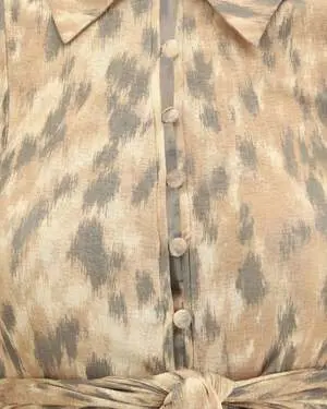 GANNI Printed Marl Mesh Tie Blouse