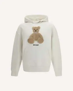 Palm Angels Textured Bear Graphic Hoodie - Cream