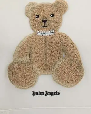 Palm Angels Textured Bear Graphic Hoodie - Cream