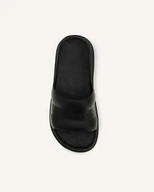 Moncler Altive Logo Strap Slides - Black