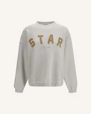 GOLDEN GOOSE Cotton Crewneck Sweatshirt With Contrasting Logo - Grey