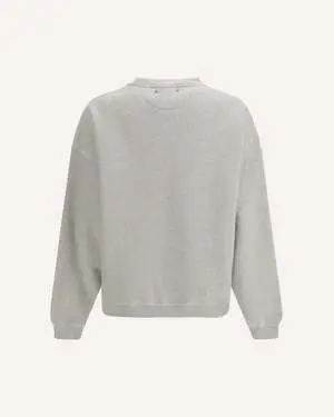 GOLDEN GOOSE Cotton Crewneck Sweatshirt With Contrasting Logo - Grey