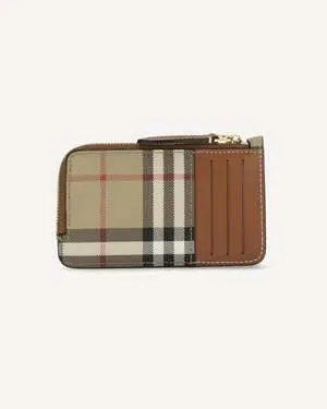 Burberry Check Card Holder With Zipper