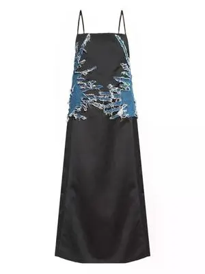 Y/project Satin Spaghetti Strap Square Neck Dress - Blue