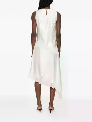 Sandro Lace Trim Asymmetric Midi Dress - Neutrals